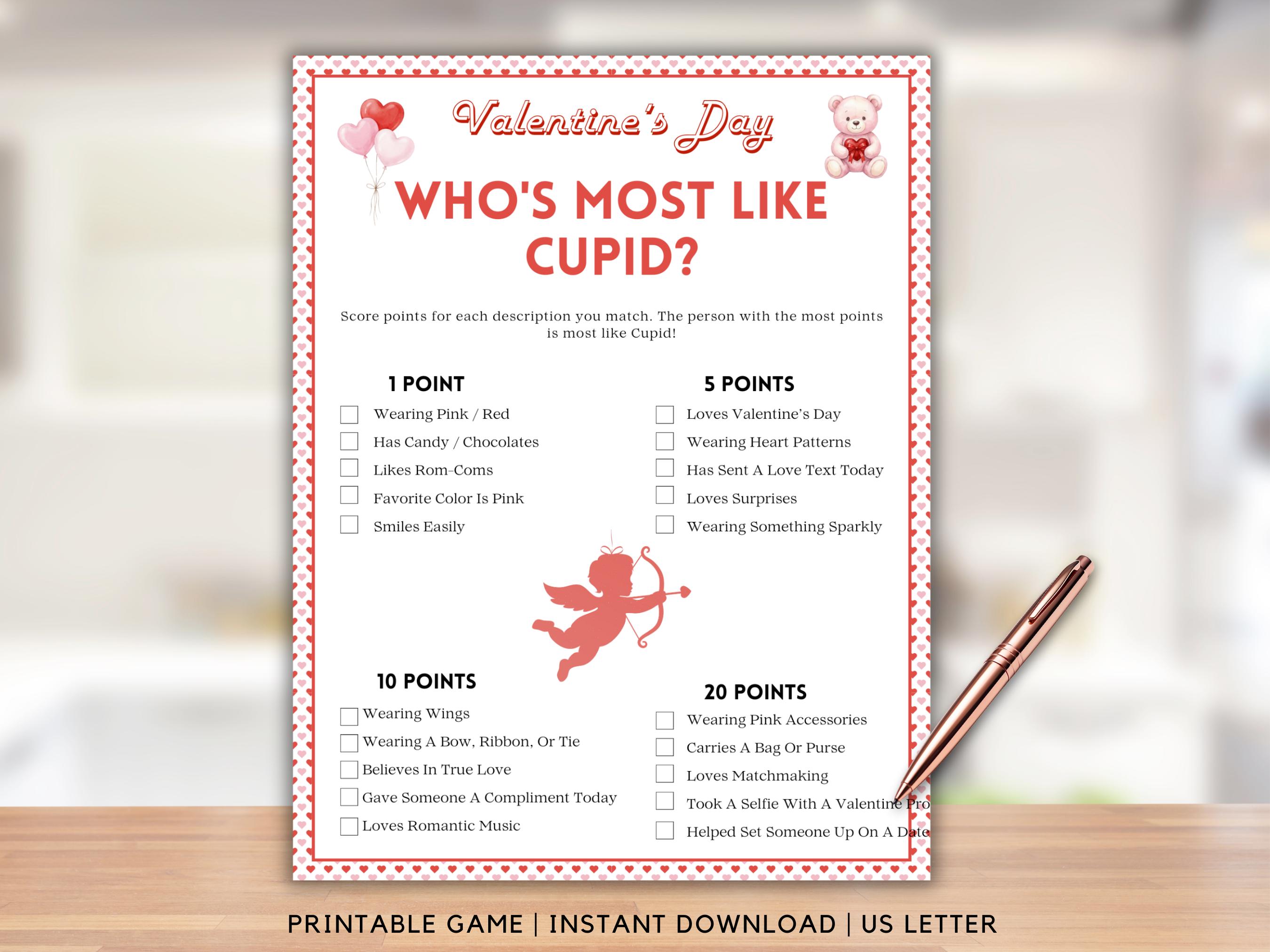 Who is Most Like Cupid Game, Valentine Icebreaker, Printable Valentine ...