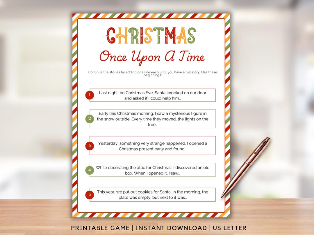 Christmas Once Upon A Time Printable, Fun Holiday Story Starters for ...