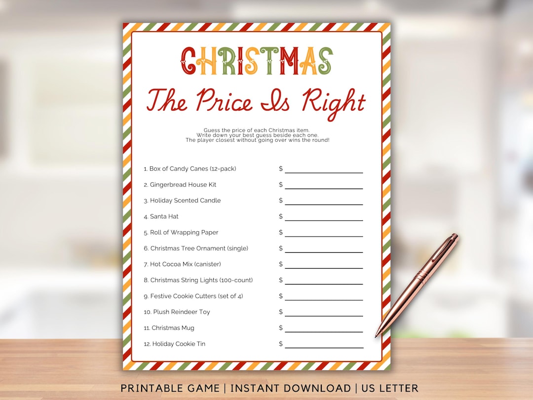 Christmas Price is Right Game Printable, Fun Holiday Price Guessing ...