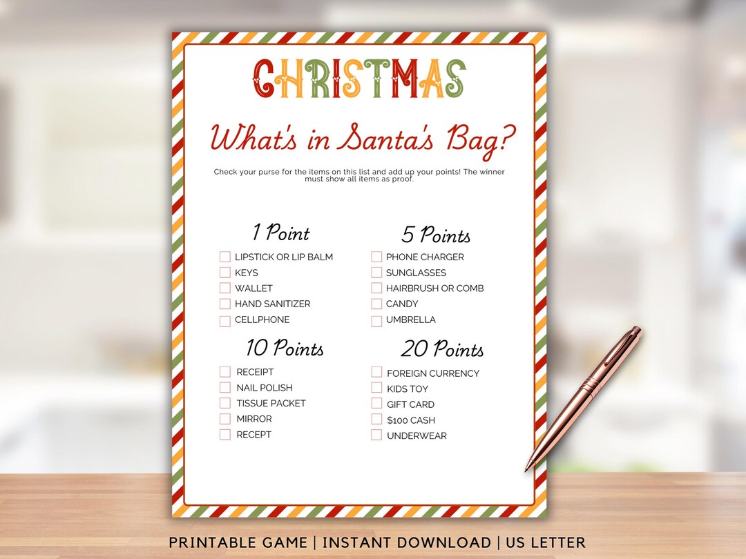 Christmas What’s in the Bag Game Printable, Fun Holiday Scavenger ...