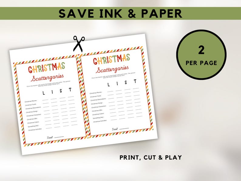 Christmas Scattergories Game Printable, Fun Word Challenge for Families ...