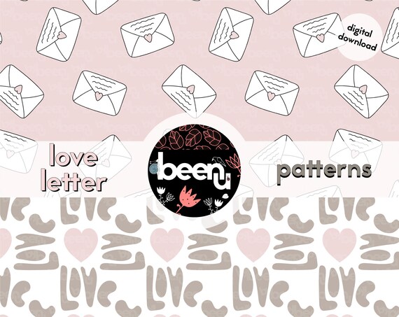 boho seamless patterns LOVE MESSAGE textile design Art & Collectibles ...