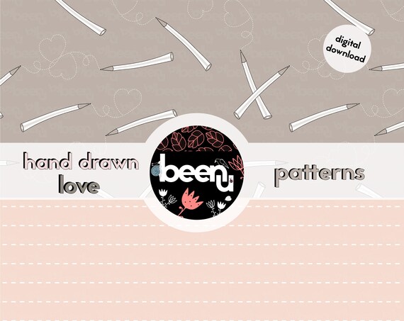 boho seamless patterns LOVE MESSAGE textile design Art & Collectibles ...