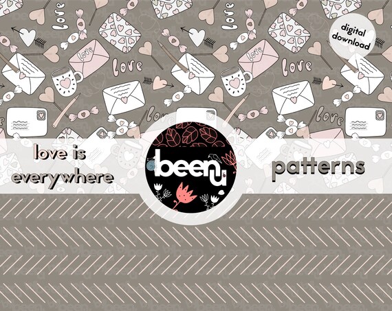 boho seamless patterns LOVE MESSAGE textile design Art & Collectibles ...