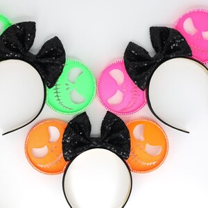 3D Sparkly Jack Skellington Neon IRIDESCENT Rhinestone Halloween Mouse ...