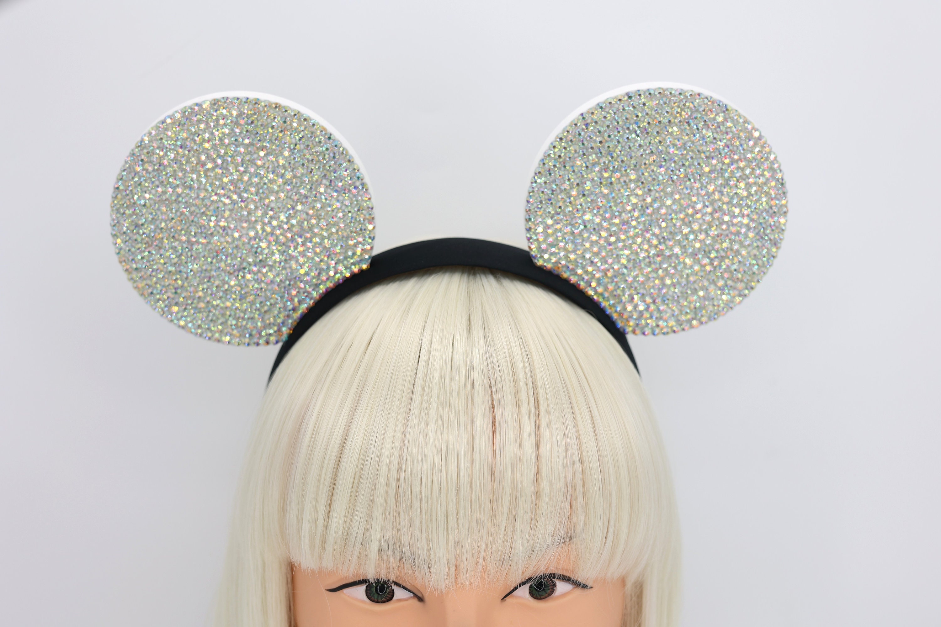 3D Iridescent Full Rhinestone Mouse Ears - Etsy