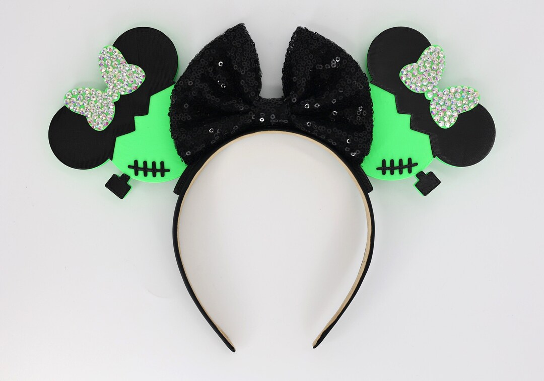 3D Minnie Frankenstein Sparkly Bow Mouse Ears - Etsy