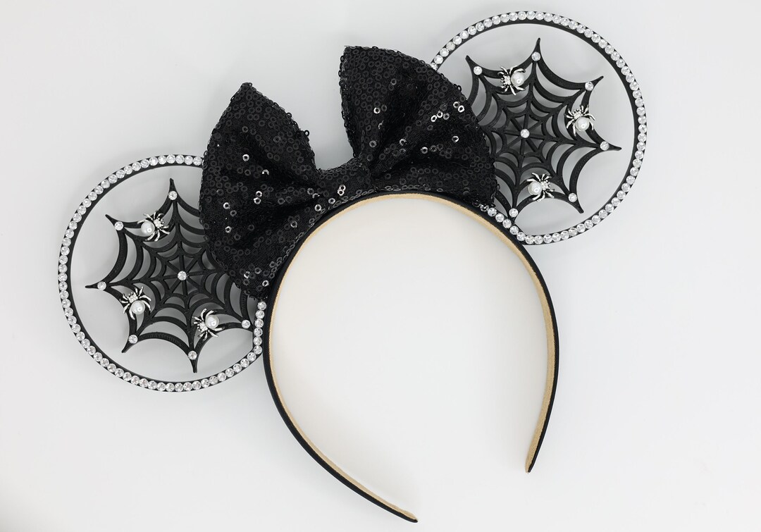 3D Sparky Black Web Pearl Spider Halloween Mouse Ears - Etsy