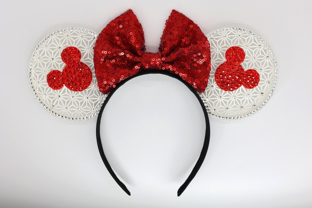 3D Epcot Sparkly Red Mickey Mouse Ears - Etsy