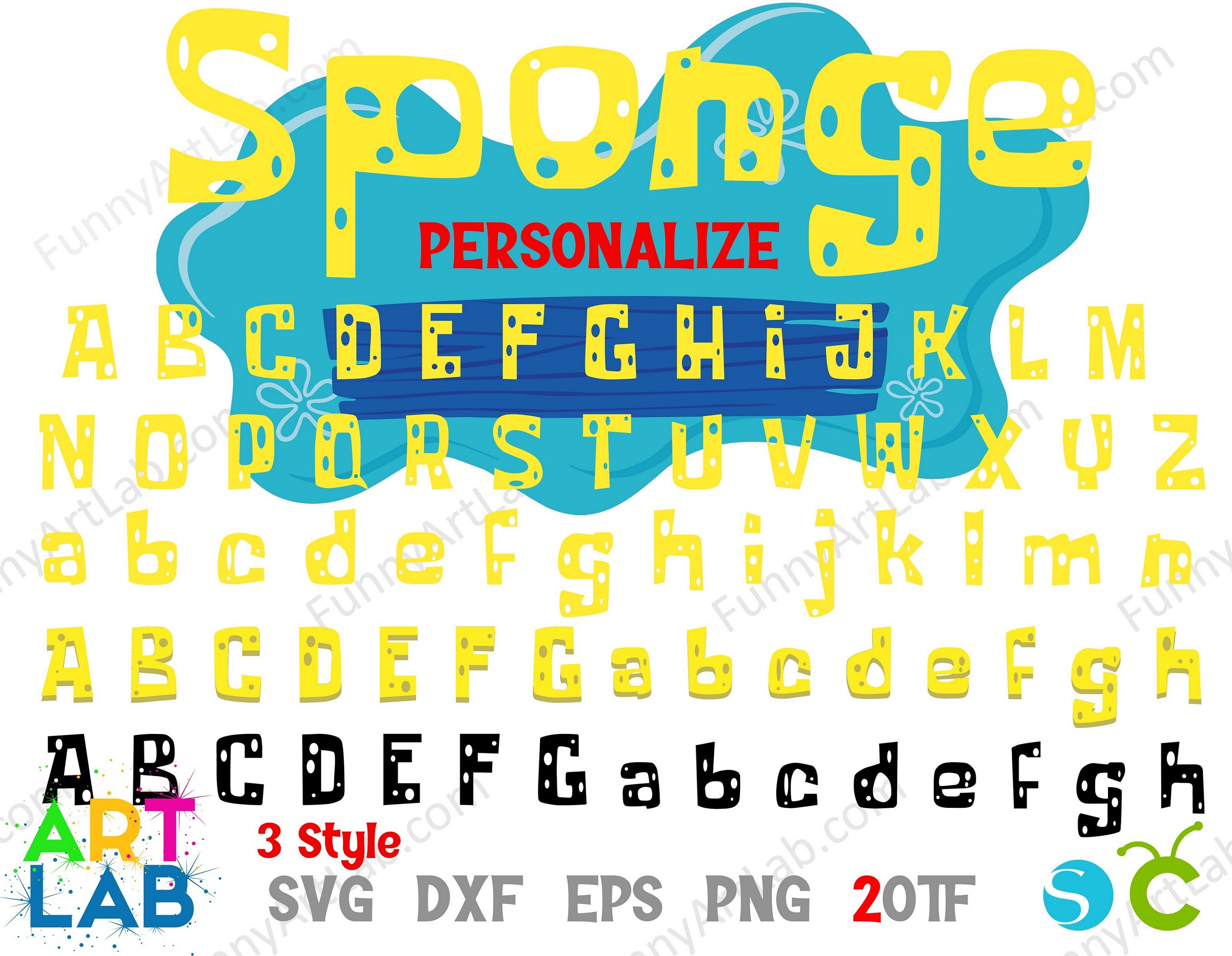 Sponge Letters Svg, Fan Art Sponge Font, Sponge SVG Letters Cricut ...