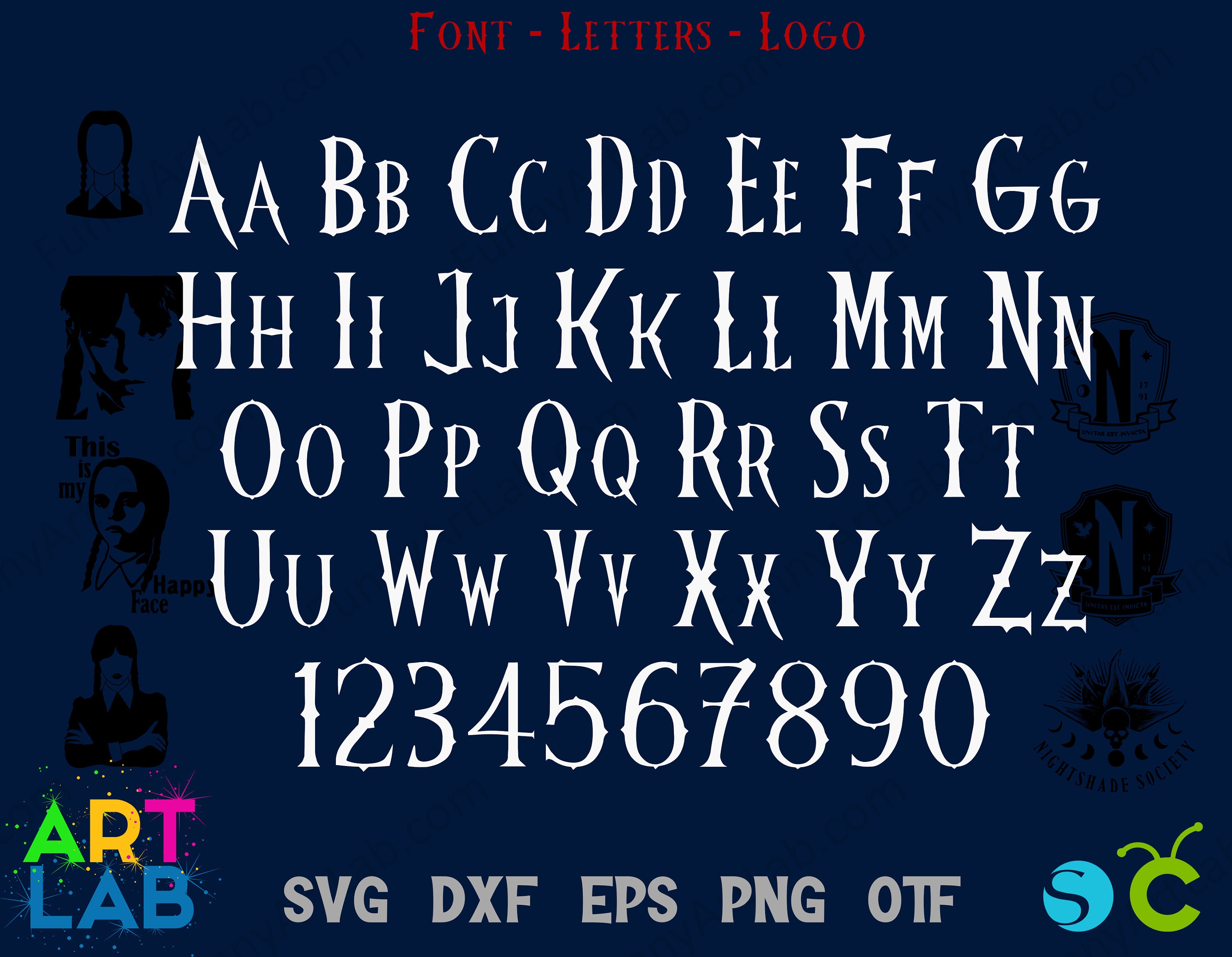 Gothic Font Svg, Wednesday Svg Letters Cricut, Fan Art License, Gothic ...