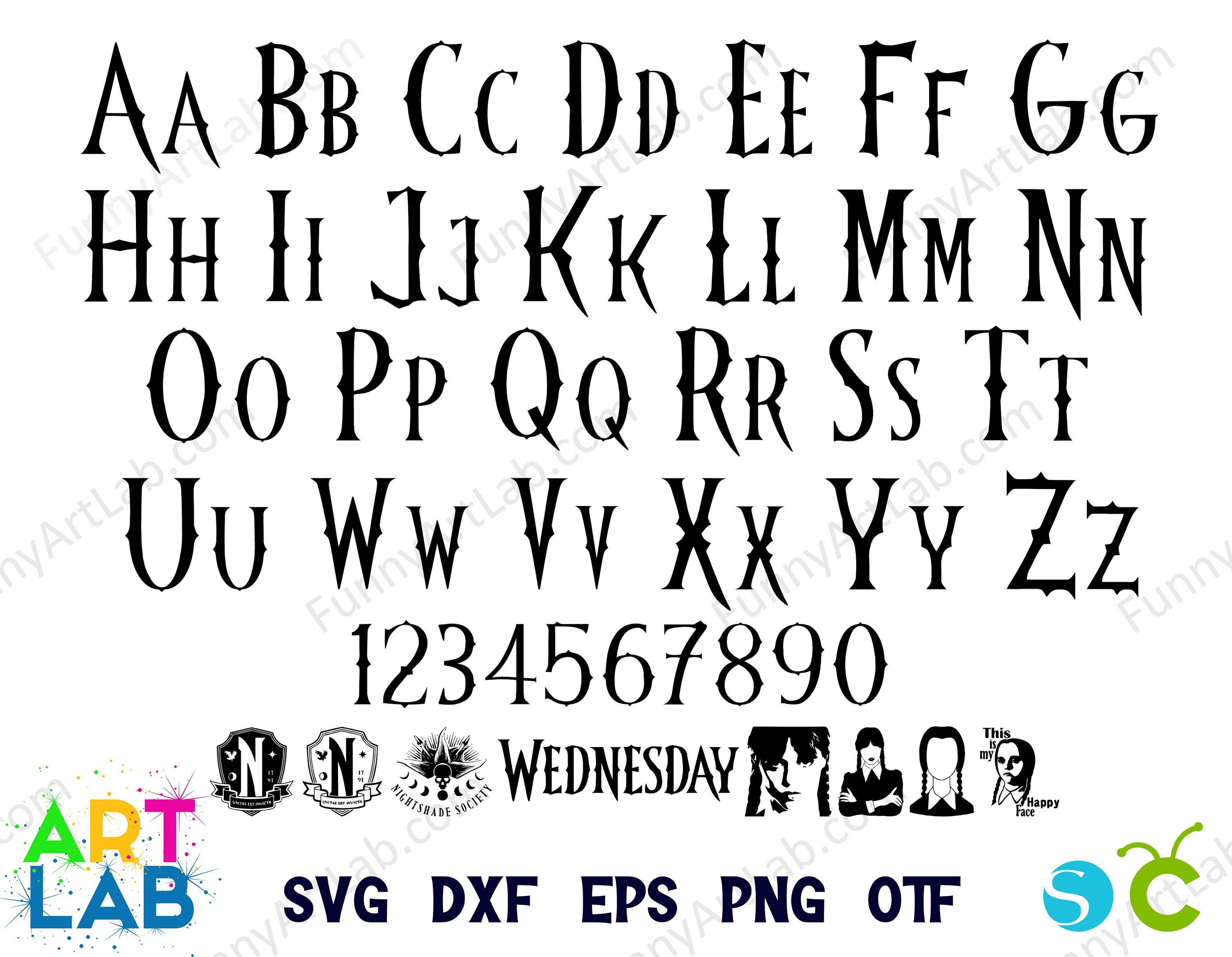 Gothic Font Svg, Wednesday Svg Letters Cricut, Fan Art License, Gothic ...