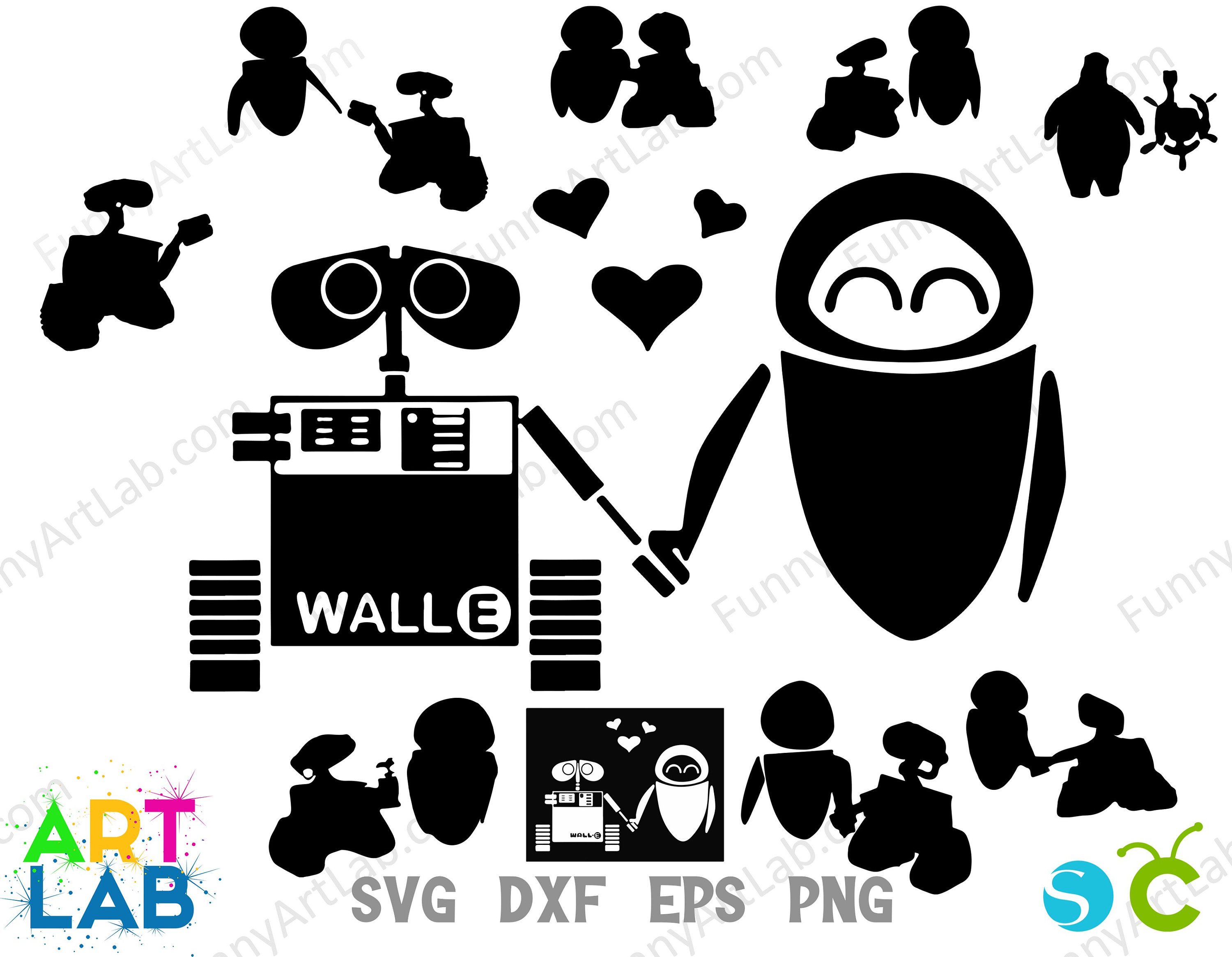 Wall-e and Eve Png, Wall-e and Eve Svg Bundle, Wall-e Svg, Wall-e and Eve Cricut, Wall-e Png ...