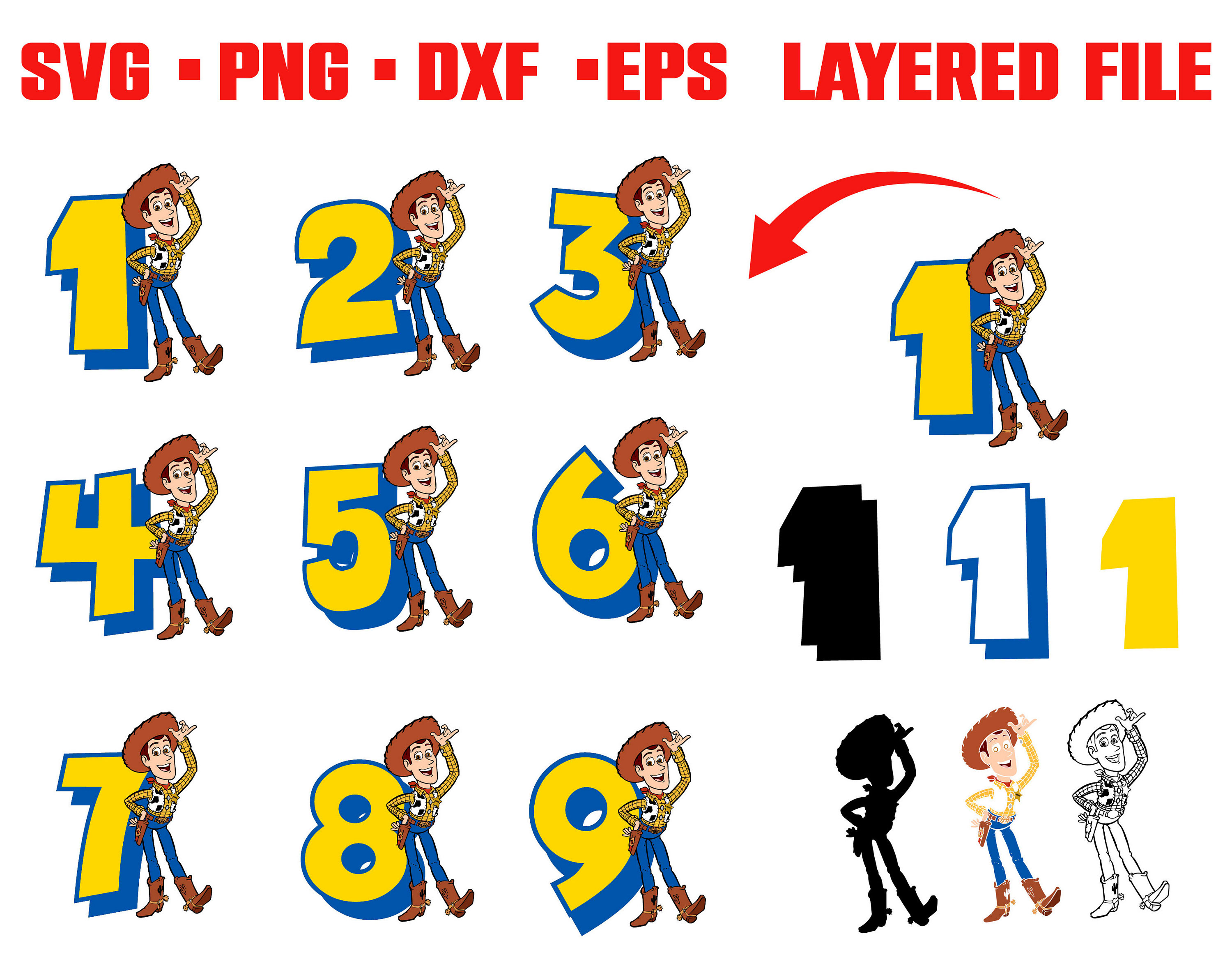 Toy Story Birthday Numbers Svg Cricut Toy Story Png Printable Birthday ...