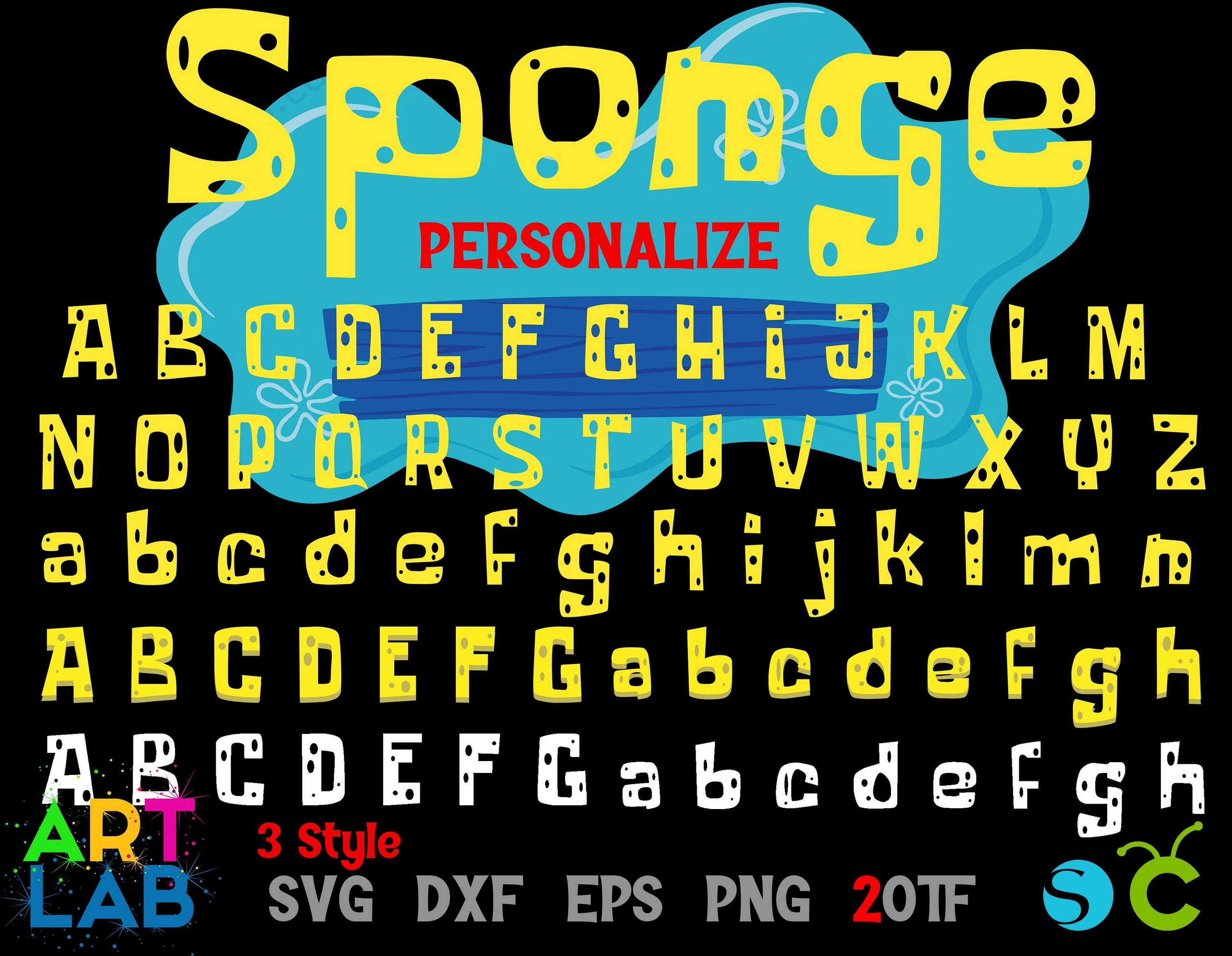 Sponge Letters Svg, Fan Art Sponge Font, Sponge SVG Letters Cricut ...