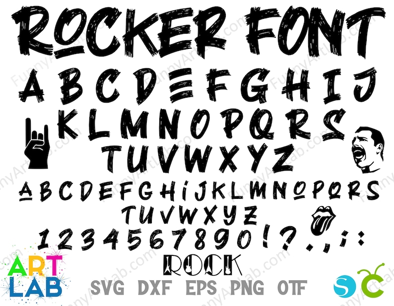 Paquete Rocker SVG, letras de rock SVG Cricut, Rock svg Cricut, fuente ...