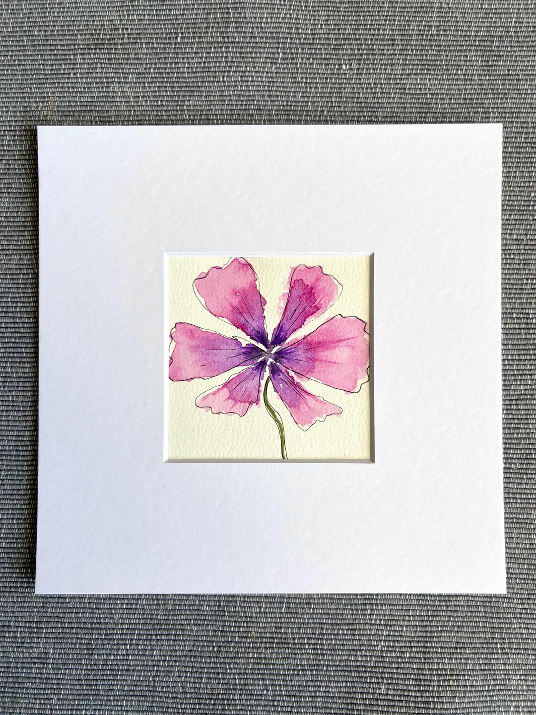 4x4 Watercolor Mini + 8x8 Mat - "pink Hibiscus" - Etsy