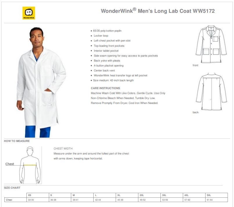 Men Customized Embroidered Long Lab Coat - Wonderwink - Etsy