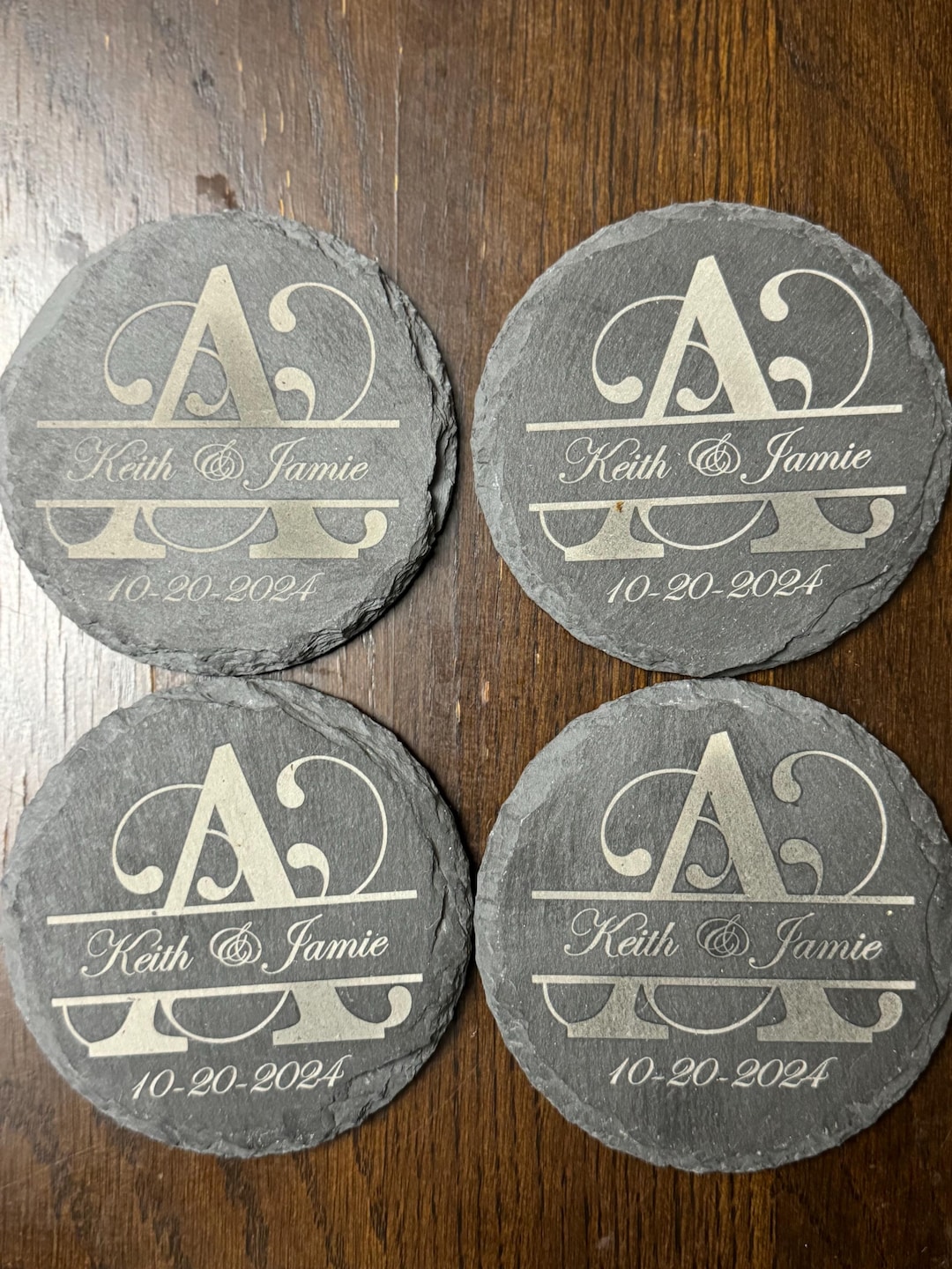 Personalized Laser Engraved Black Slate Stone Round and Square With ...