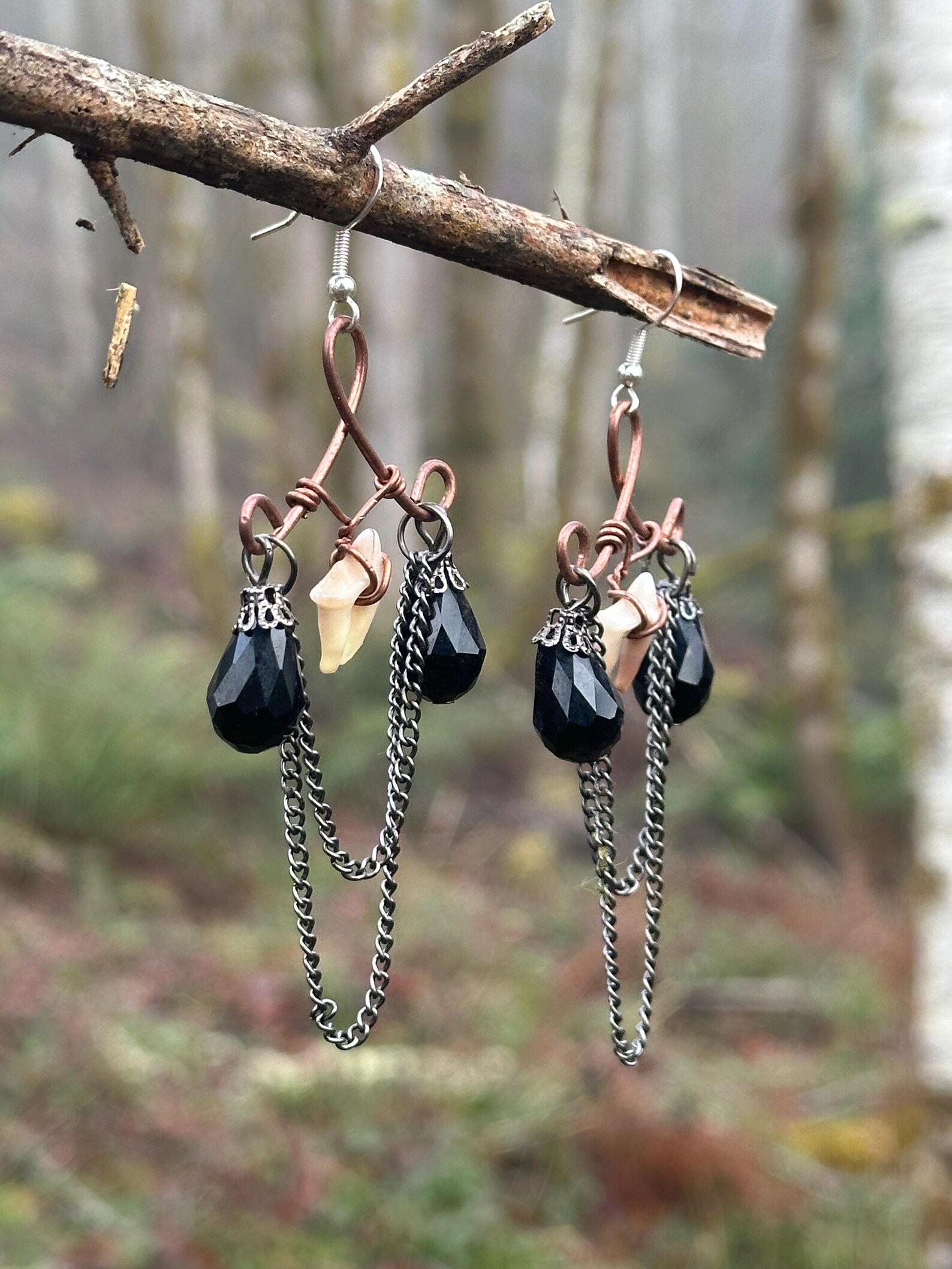 Gothic Princess Red Fox Tooth Forest Faerie Earrings - Etsy