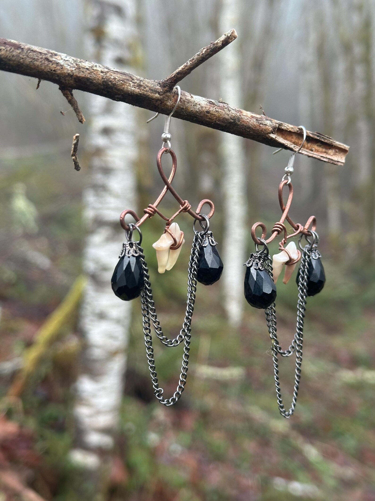 Gothic Princess Red Fox Tooth Forest Faerie Earrings - Etsy