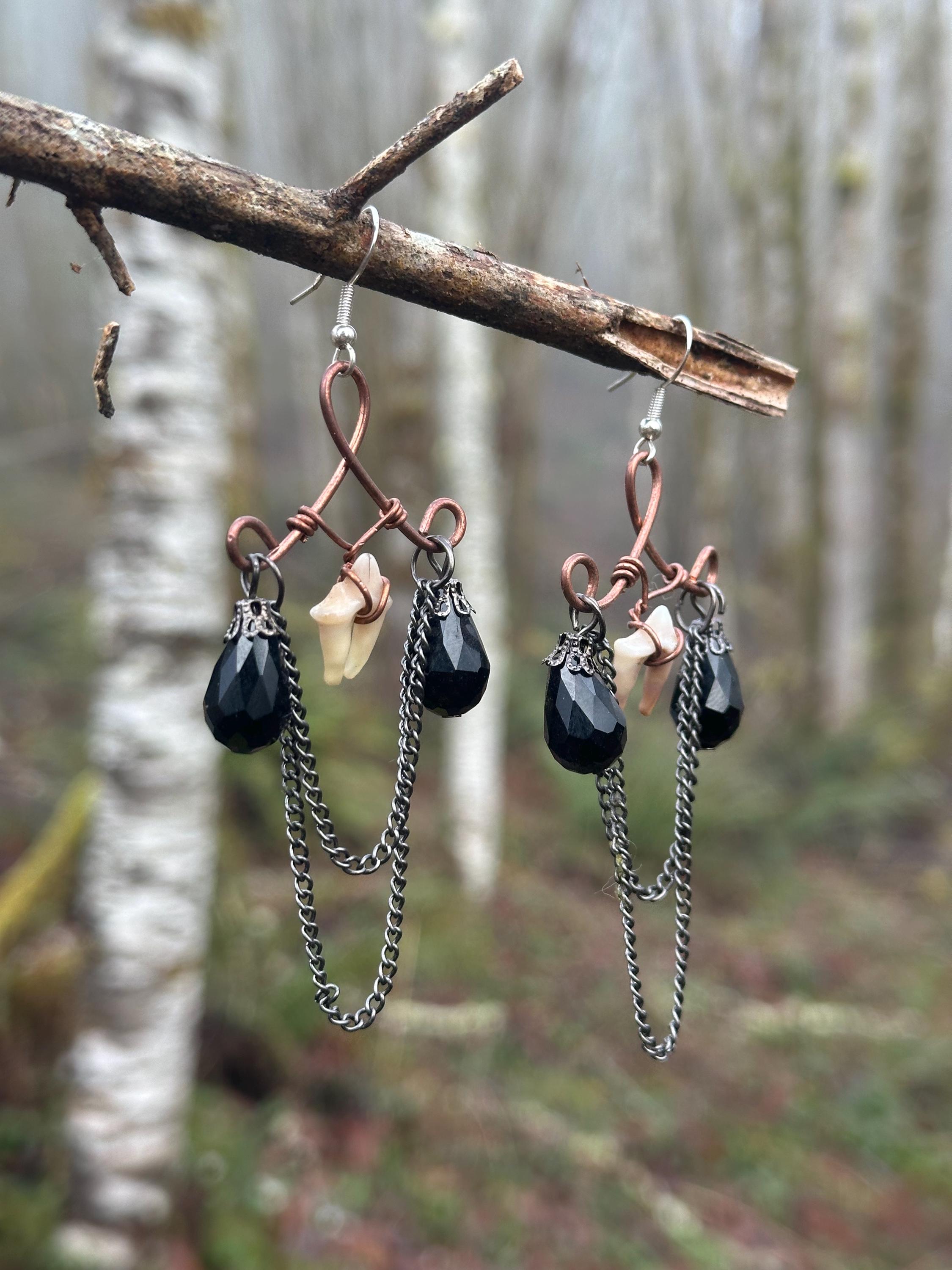 Gothic Princess Red Fox Tooth Forest Faerie Earrings - Etsy