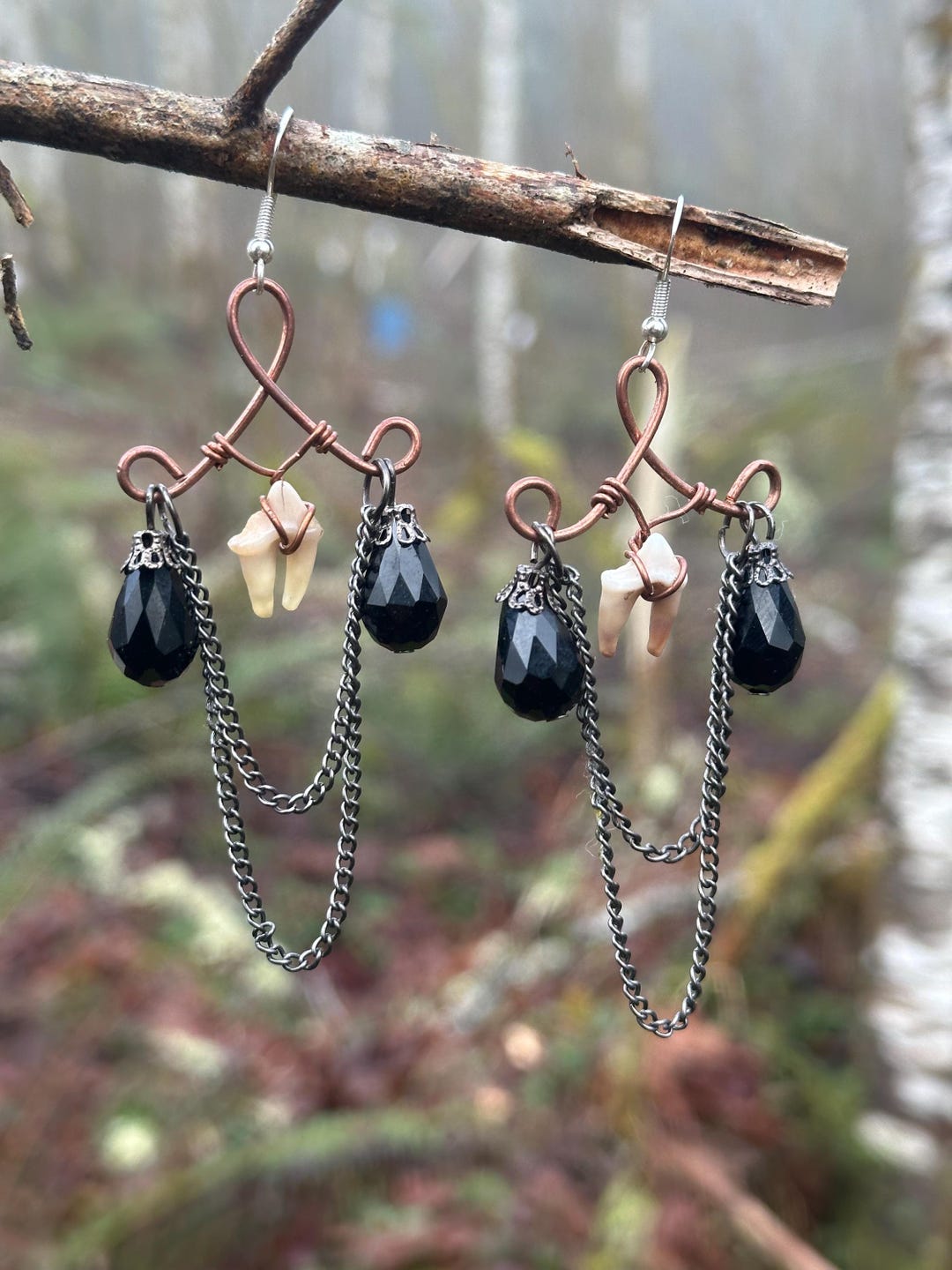 Gothic Princess Red Fox Tooth Forest Faerie Earrings - Etsy