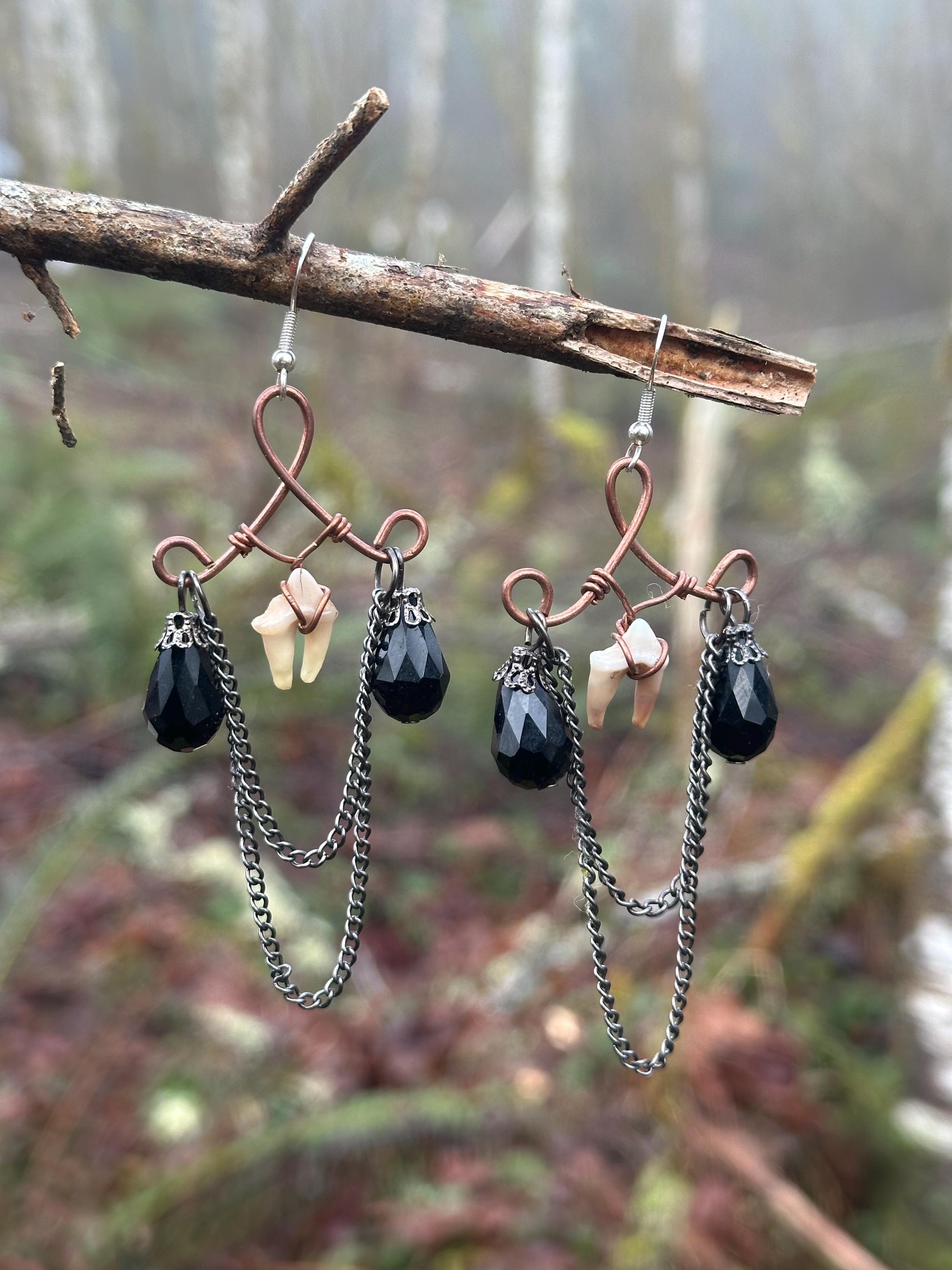 Gothic Princess Red Fox Tooth Forest Faerie Earrings - Etsy