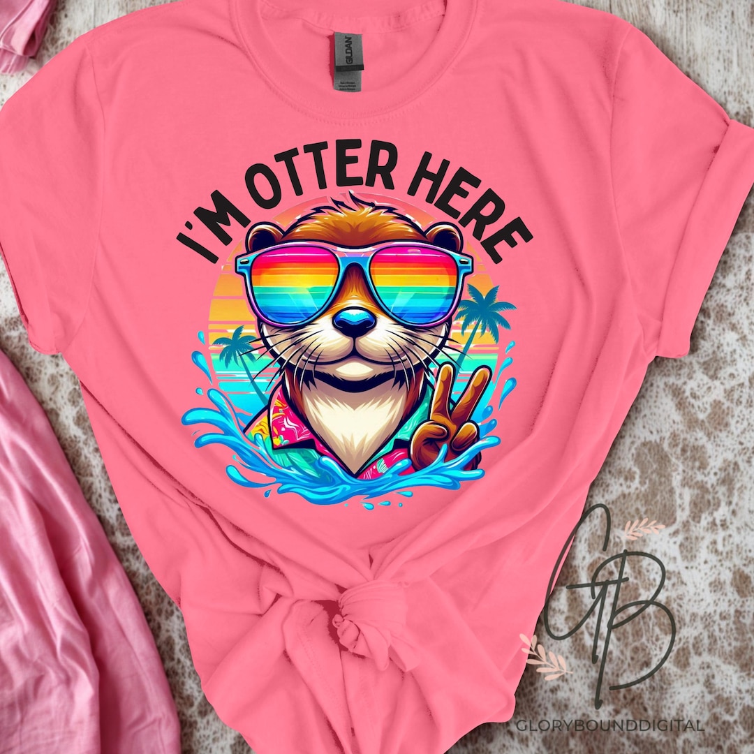 I’m Otter Here Png,funny Otter Peace Sign Clipart,retro Beach Otter ...