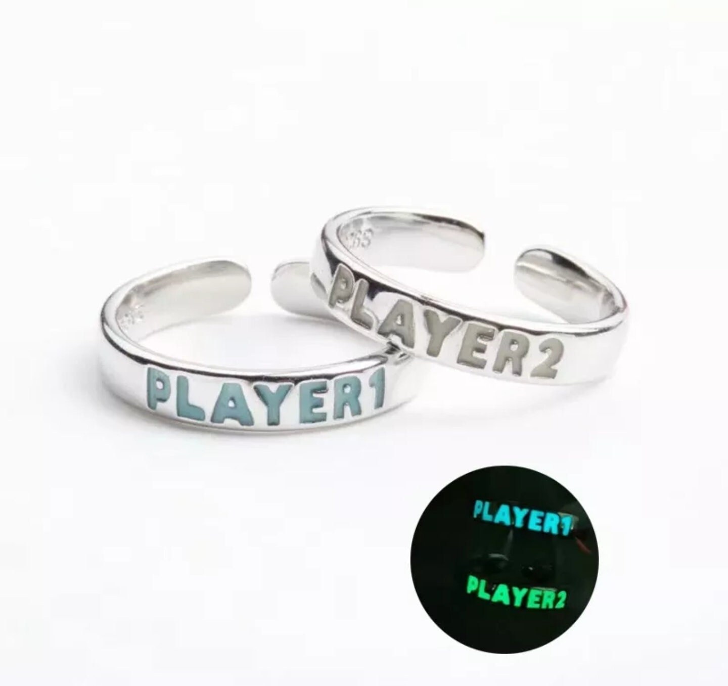 Couple Rings Matching Rings Glow in the Dark Ring Set - Etsy