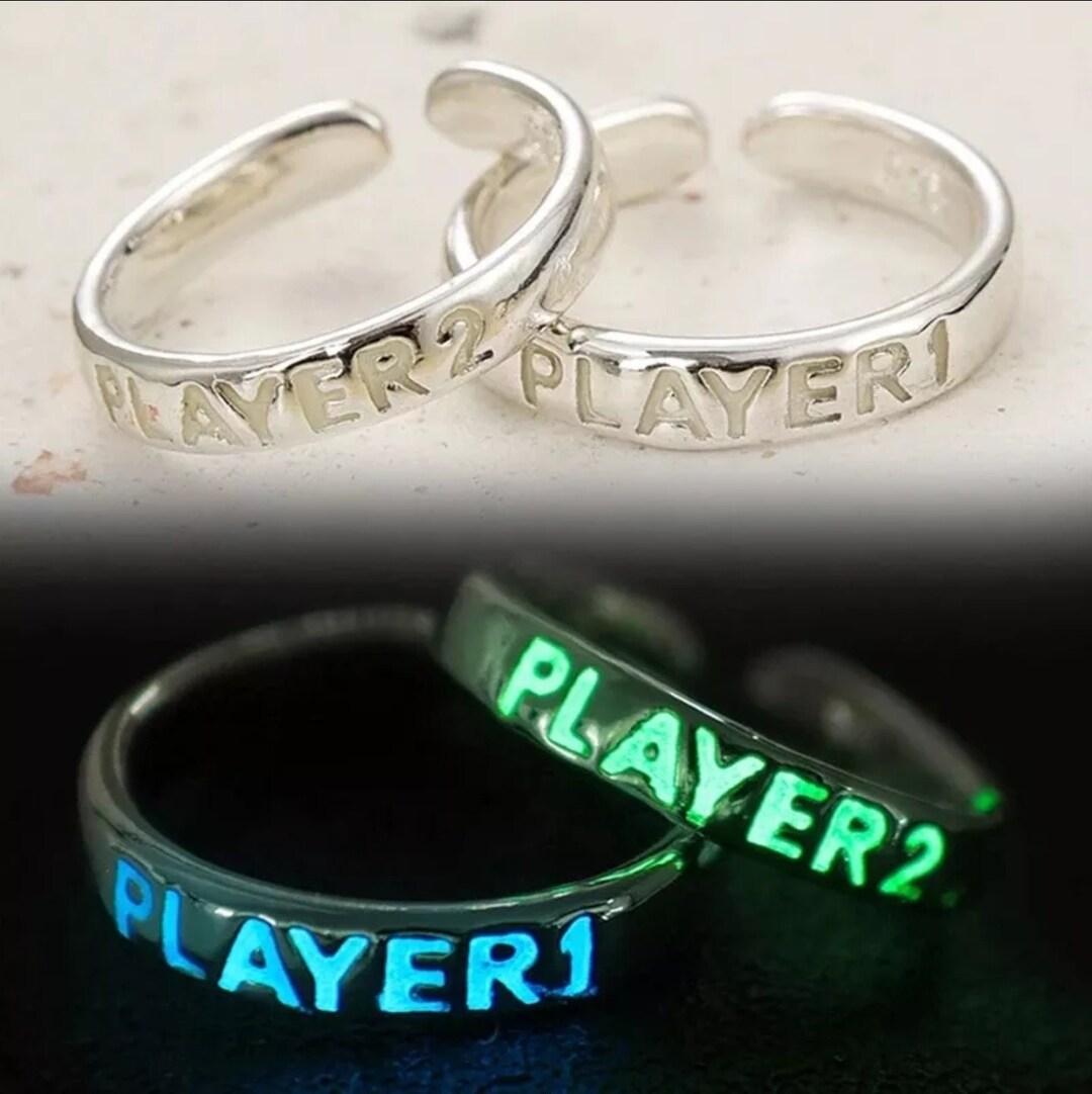 Couple Rings, Matching Rings, Glow in the Dark Ring Set, Promise ...
