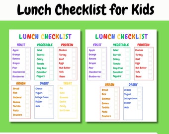 Healthy Eating Habits for Kids Meal Planning Checklist Lunch Packing ...