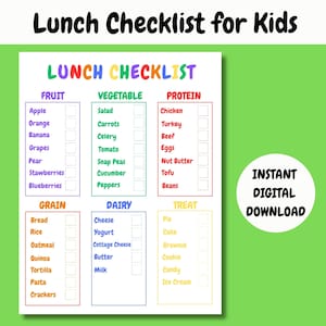 Lunch Checklist for Kids| Healthy Eating Habits for Kids | Meal ...
