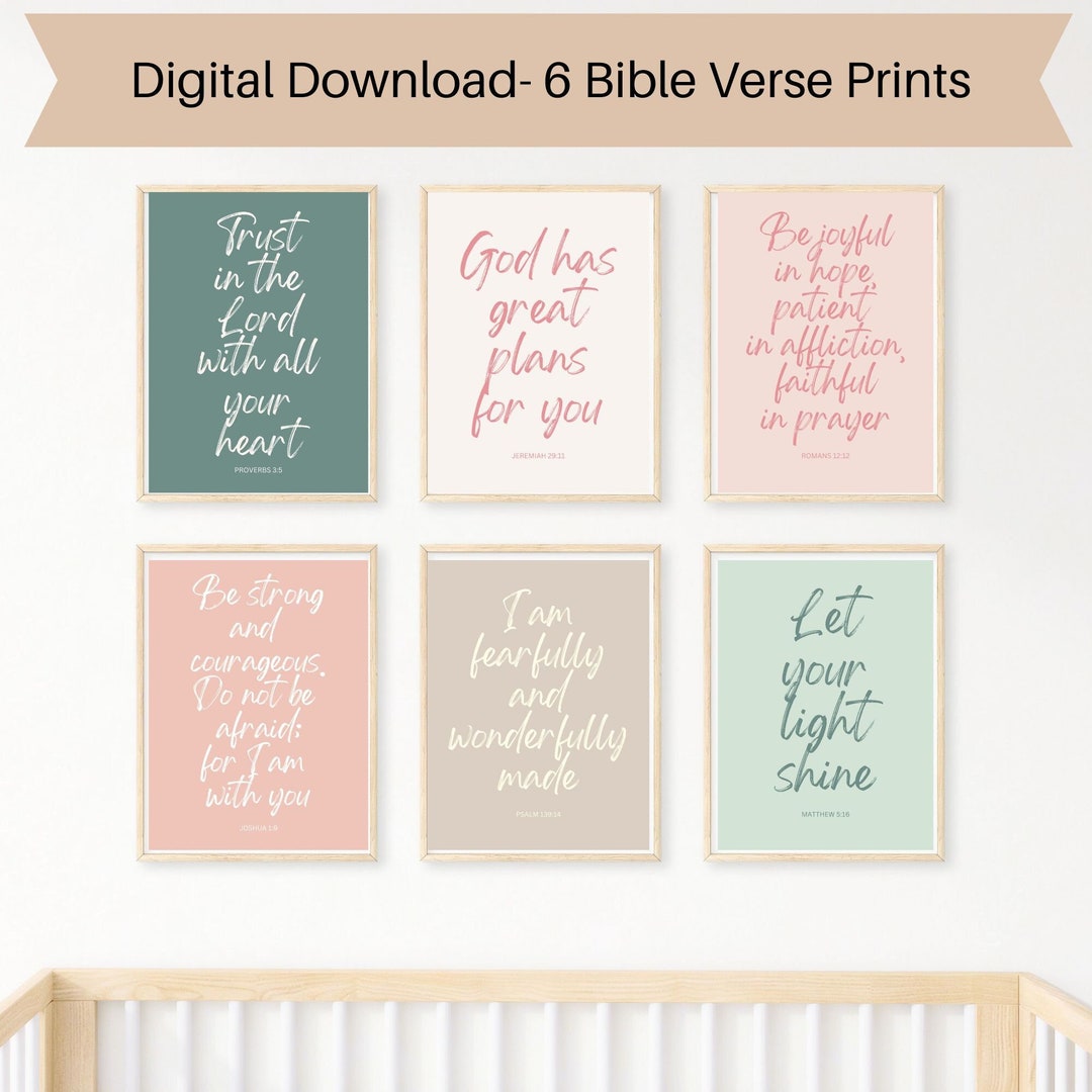 Girls Nursery Decor, Kids Bible Verse, Scripture Poster Wall Art ...