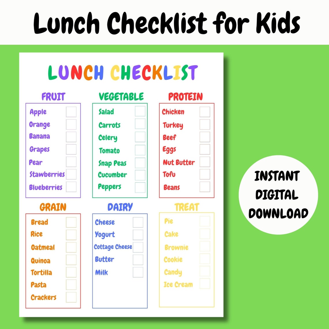 Lunch Checklist for Kids| Healthy Eating Habits for Kids | Meal ...