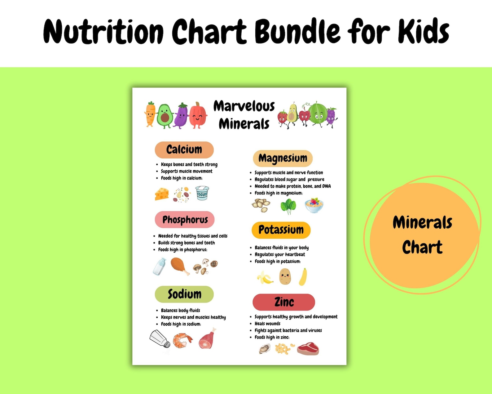 Kids Nutrition Poster Bundle | Vitamins, Minerals, Macronutrients (PDF ...