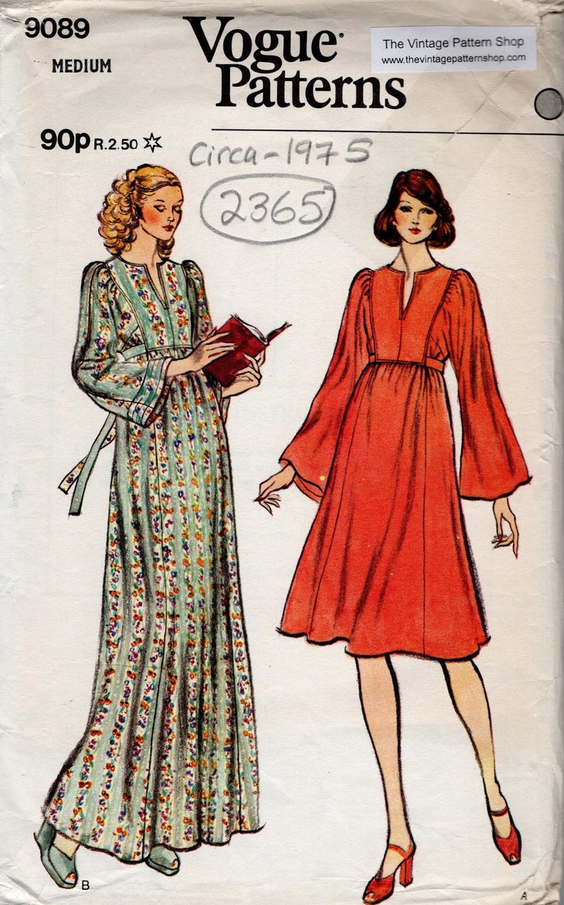 1975 Vintage VOGUE Sewing Pattern (B34”-36″) DRESS (2365) by Vogue 9089 ...