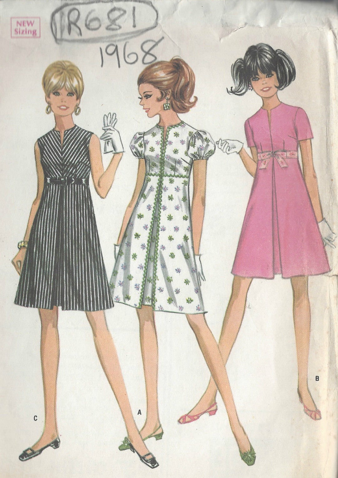 1968 Vintage Sewing Pattern B36in DRESS (R681) by Mccall’s 9558 - Etsy