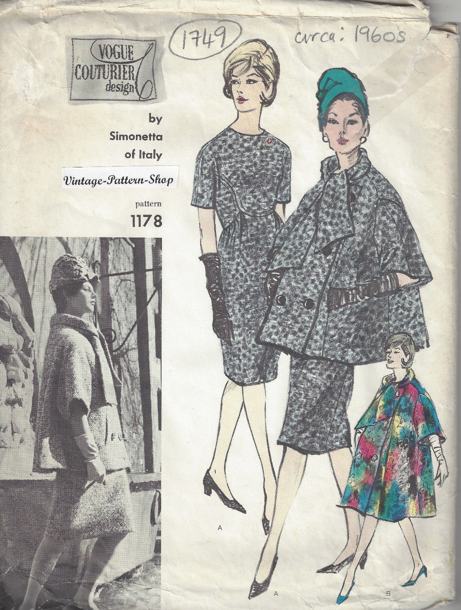 1960s Vintage VOGUE Sewing Pattern B34 DRESS & COAT 1749 by - Etsy