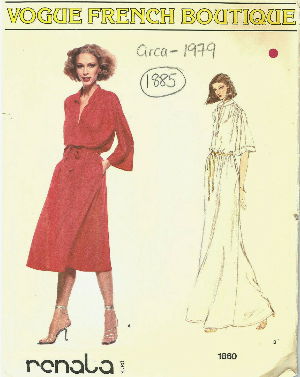 1979 Vintage VOGUE Sewing Pattern DRESS B32.5 1885 by Renanta Vogue ...