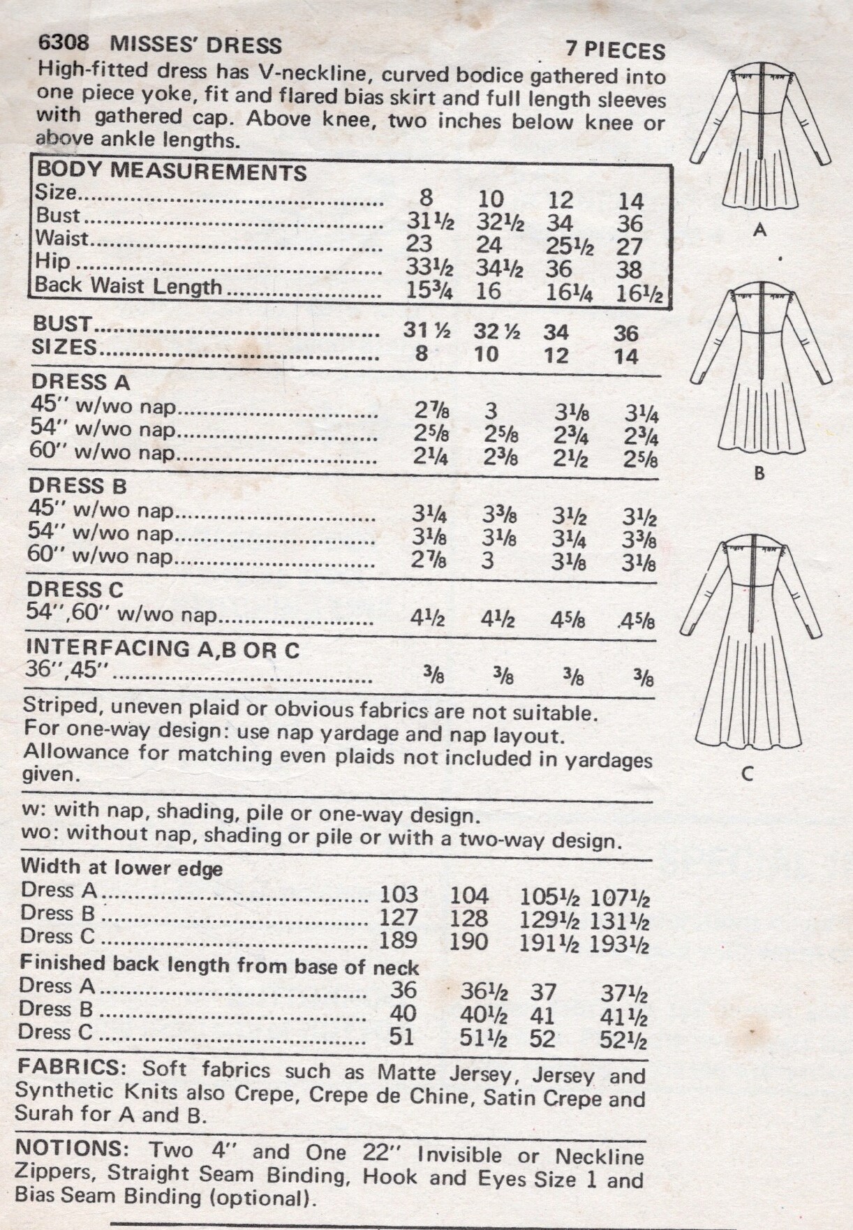 1971 Vintage Sewing Pattern B32 1/2 DRESS 2234 Butterick 6308 - Etsy