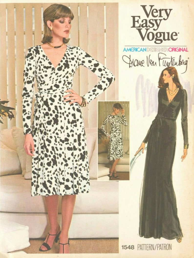 1976 Vintage VOGUE Sewing Pattern WRAP Dress B38 1891 Diane - Etsy