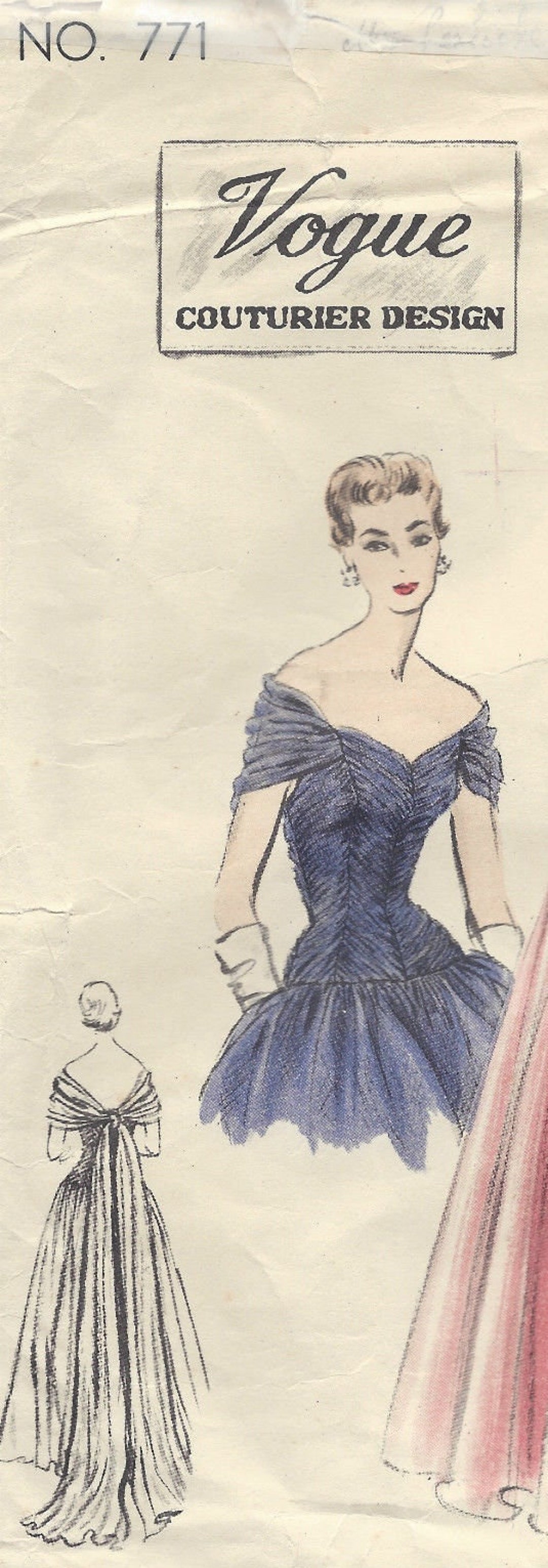 1953 Vintage VOGUE Sewing Pattern B32 Evening Dress GOWN (E1306) VOGUE ...