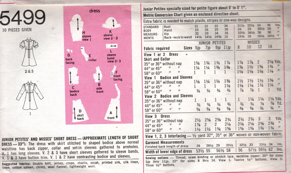 1973 Vintage Sewing Pattern B34 DRESS 1932 Simplicity 5499 - Etsy