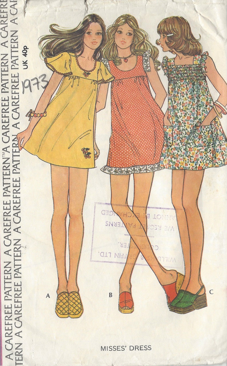 1973 Vintage Sewing Pattern B34 DRESS (R684) Mccalls 3597 - Etsy