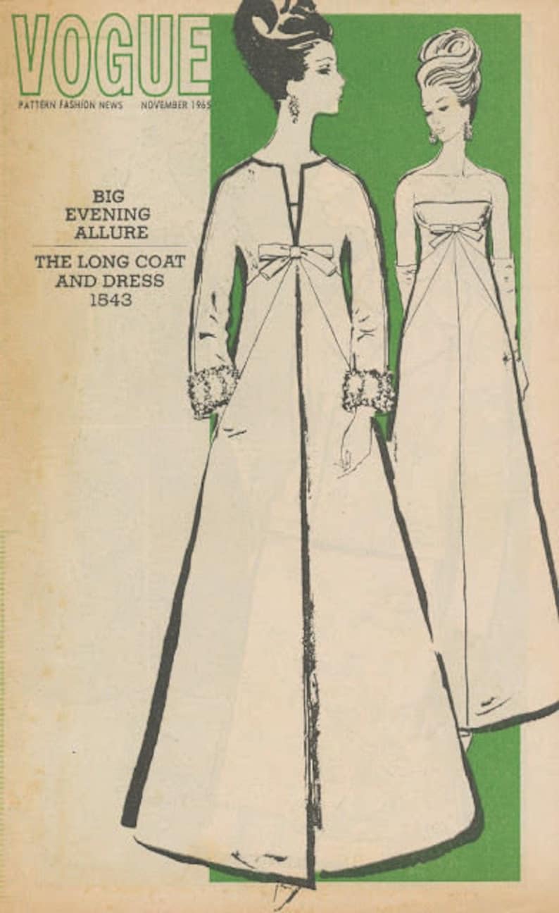 1965 Vintage VOGUE Sewing Pattern B34 EVENING DRESS & Coat - Etsy