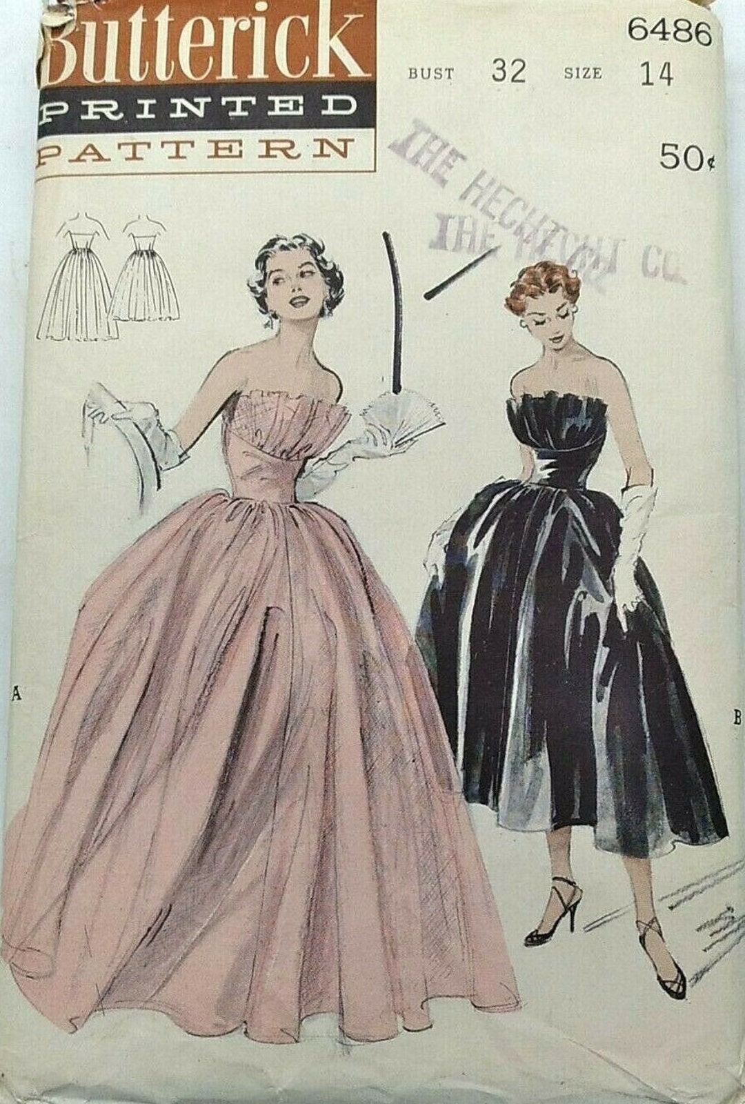 1950s Vintage Sewing Pattern DRESS B32" (2057) Butterick 6486 - Etsy