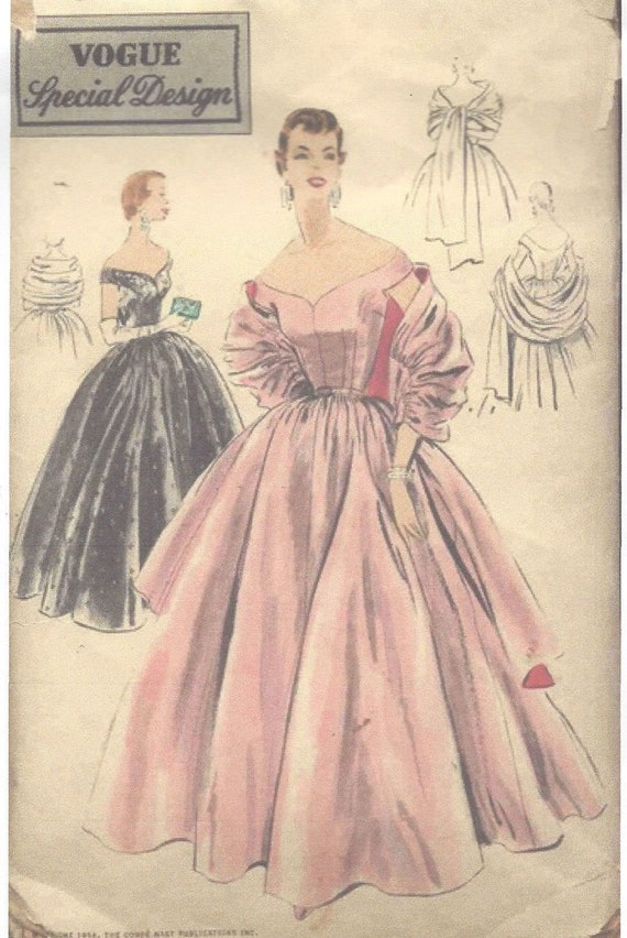 1956 Vintage VOGUE Sewing Pattern B30 DRESS & STOLE - Etsy