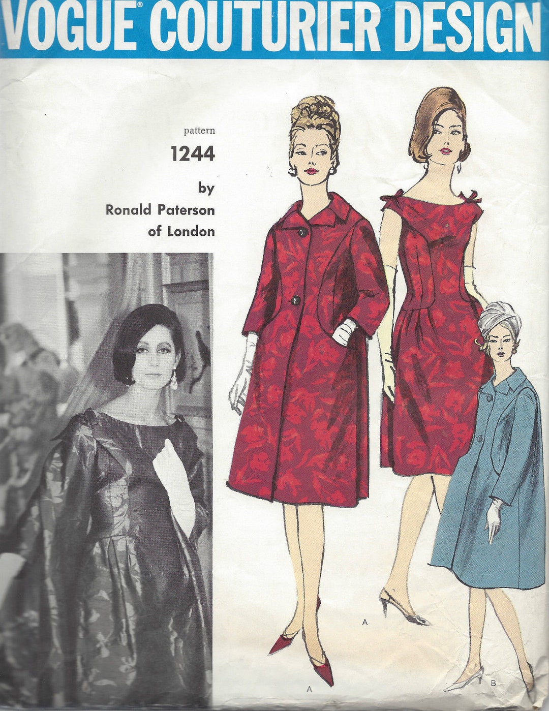 1950s Vintage VOGUE Sewing Pattern B34 DRESS & COAT (1265) Ronald ...
