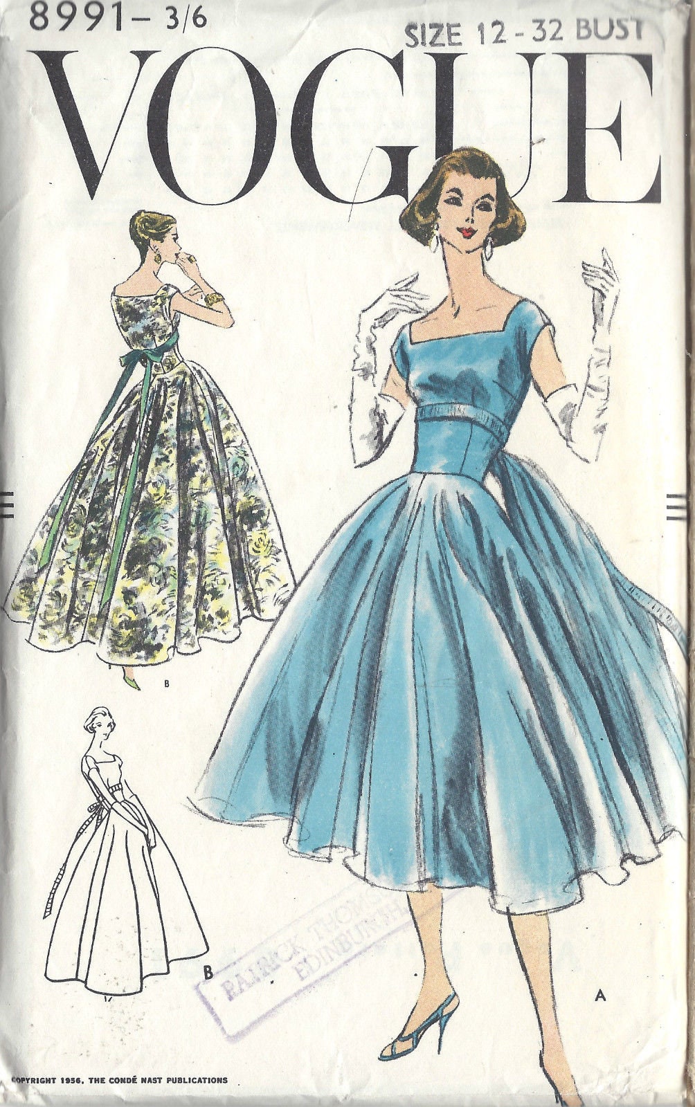 1956 Vintage VOGUE Sewing Pattern DRESS B32" (1433) Vogue 8991 - Etsy